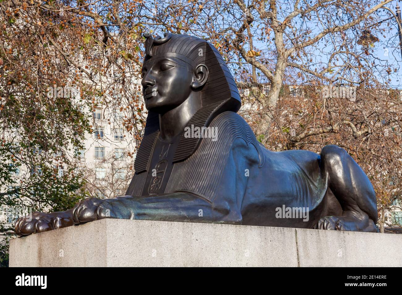 One of two Sphinx guarding Cleopatra's Needle on Victoria Embankment in ...