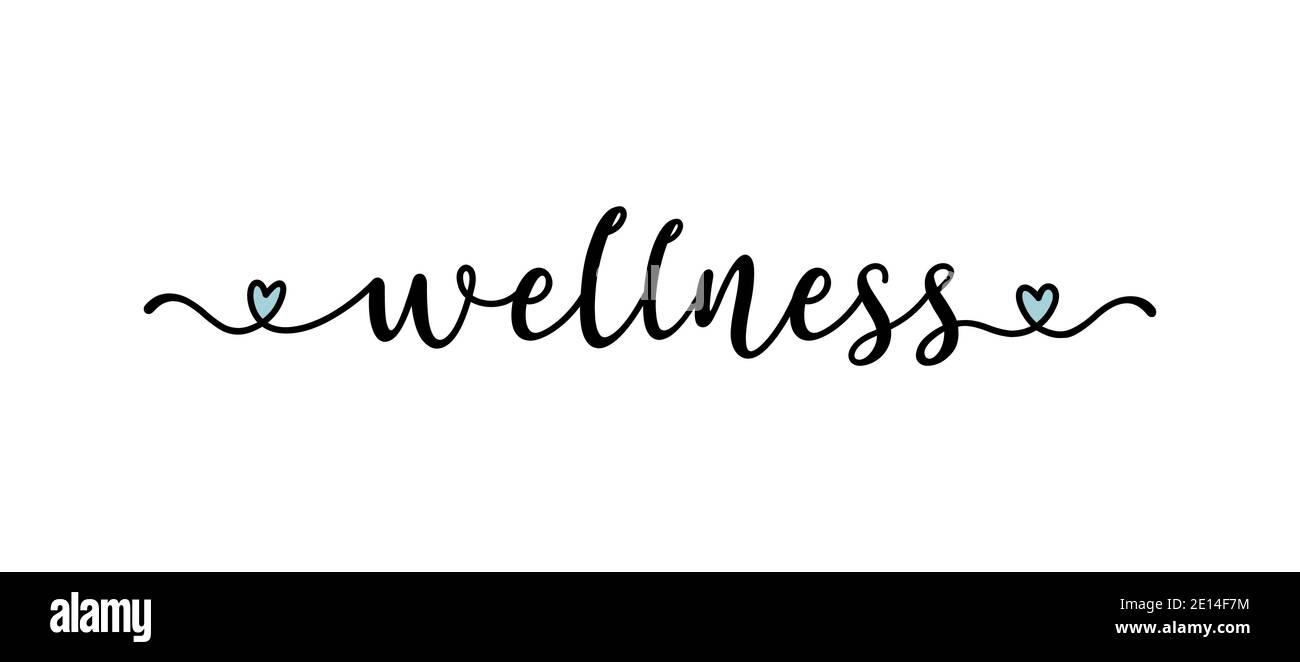 Hand sketched WELLNESS word as logo. Lettering for web ad banner, flyer ...