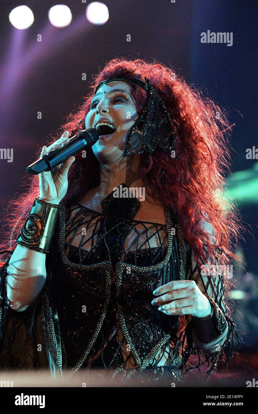 Cher in concert at Wembley Arena in London, UK. 15th October 1999 Stock ...