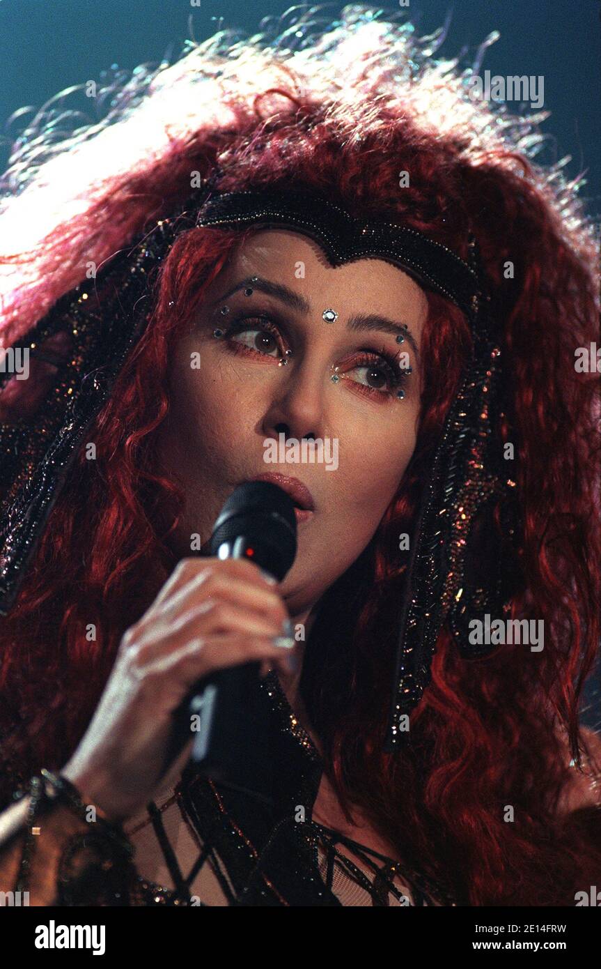 Cher in concert at Wembley Arena in London, UK. 15th October 1999 Stock ...
