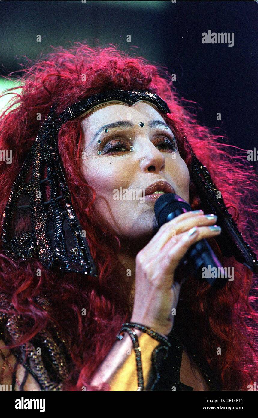 Cher in concert at Wembley Arena in London, UK. 15th October 1999 Stock ...