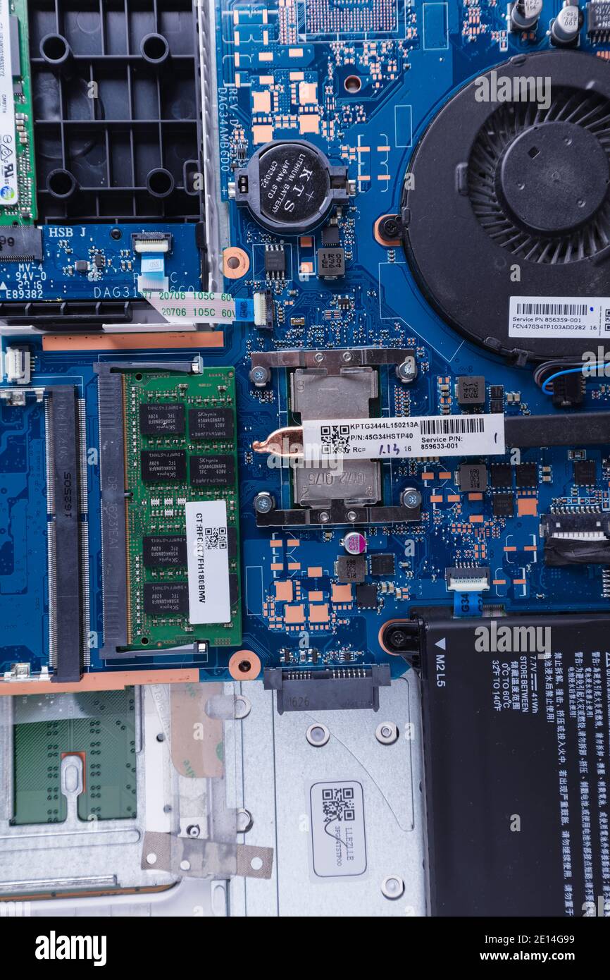 Interior of an old laptop, dirt and all Stock Photo - Alamy