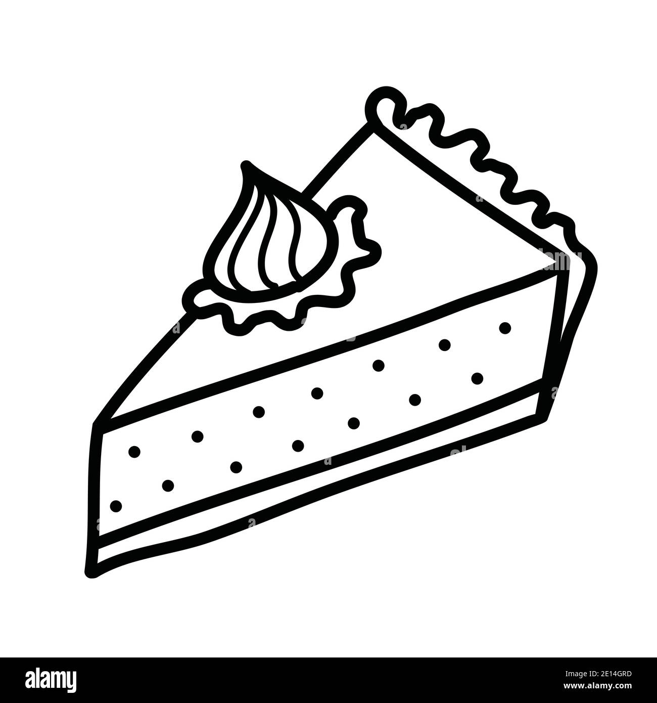 Piece of pie freehand vector illustration, black outline on white ...