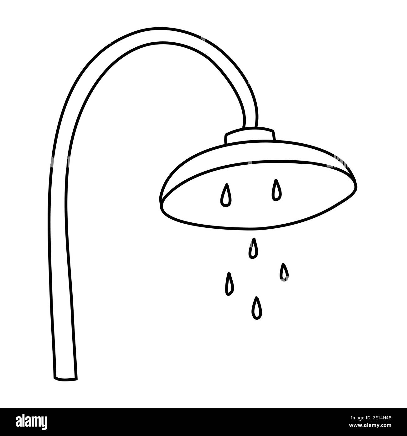 Shower with water drops, symbol of hygiene and cleanliness, black and ...