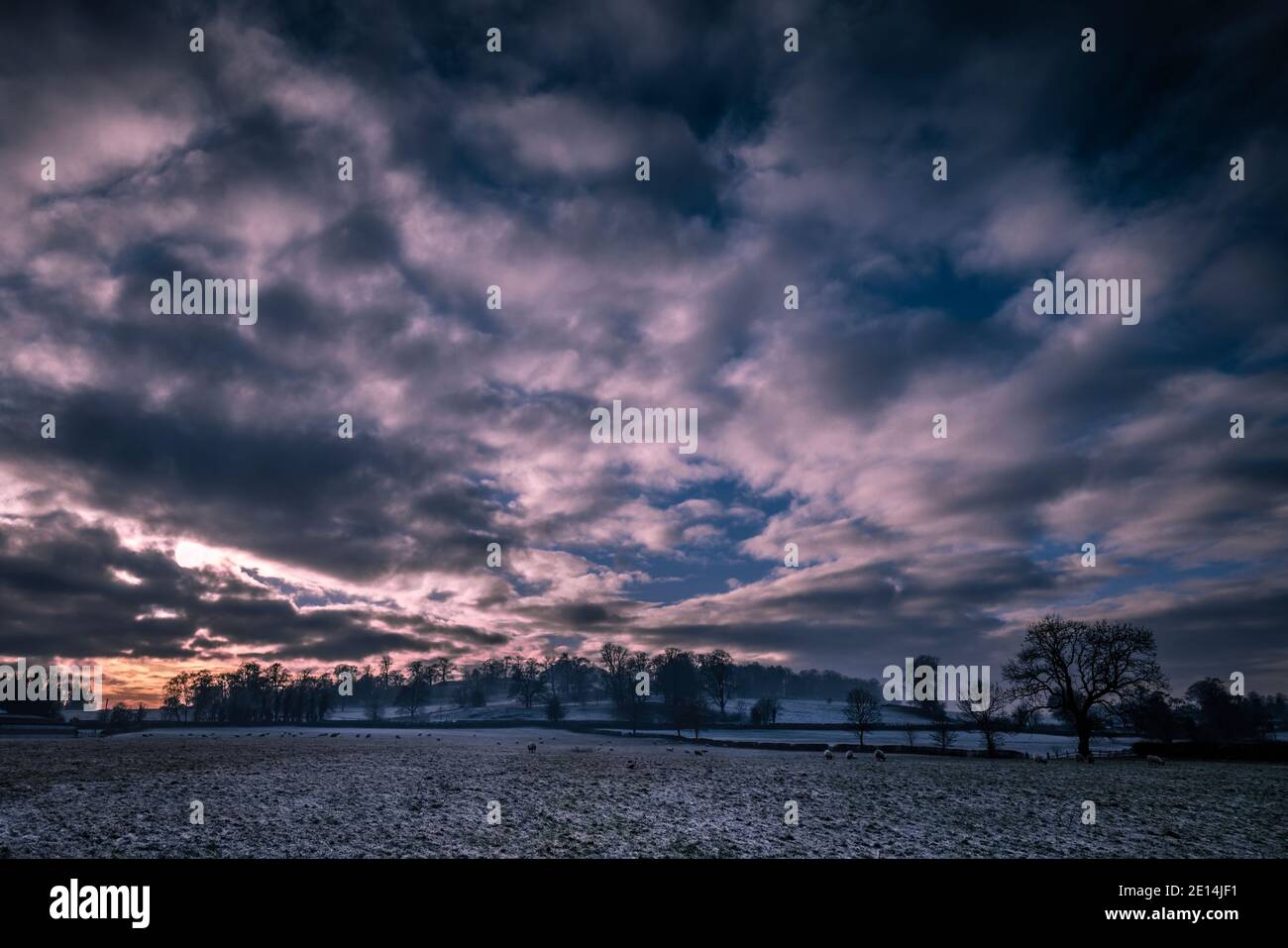 Winter sky close to Clitheroe, Ribble Valley, Lancashire, UK Stock ...