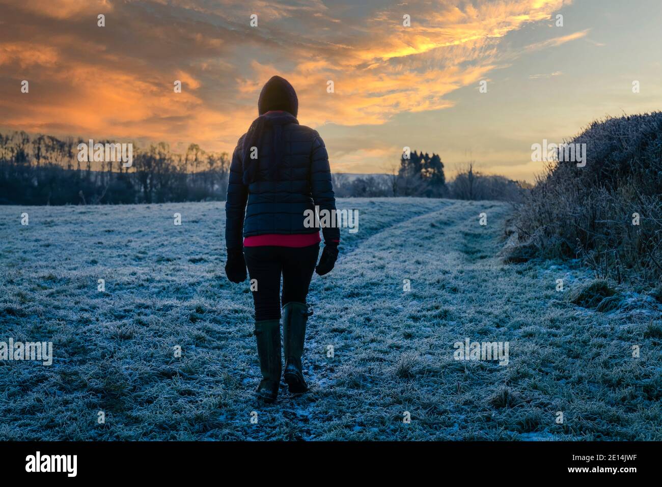 Winter sunset, Clitheroe, Ribble Valley, Lancashire, UK Stock Photo - Alamy