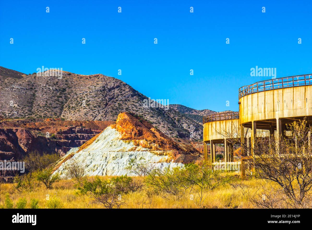 Retro Rusty Structures Once Used In Mining Operations Stock Photo - Alamy