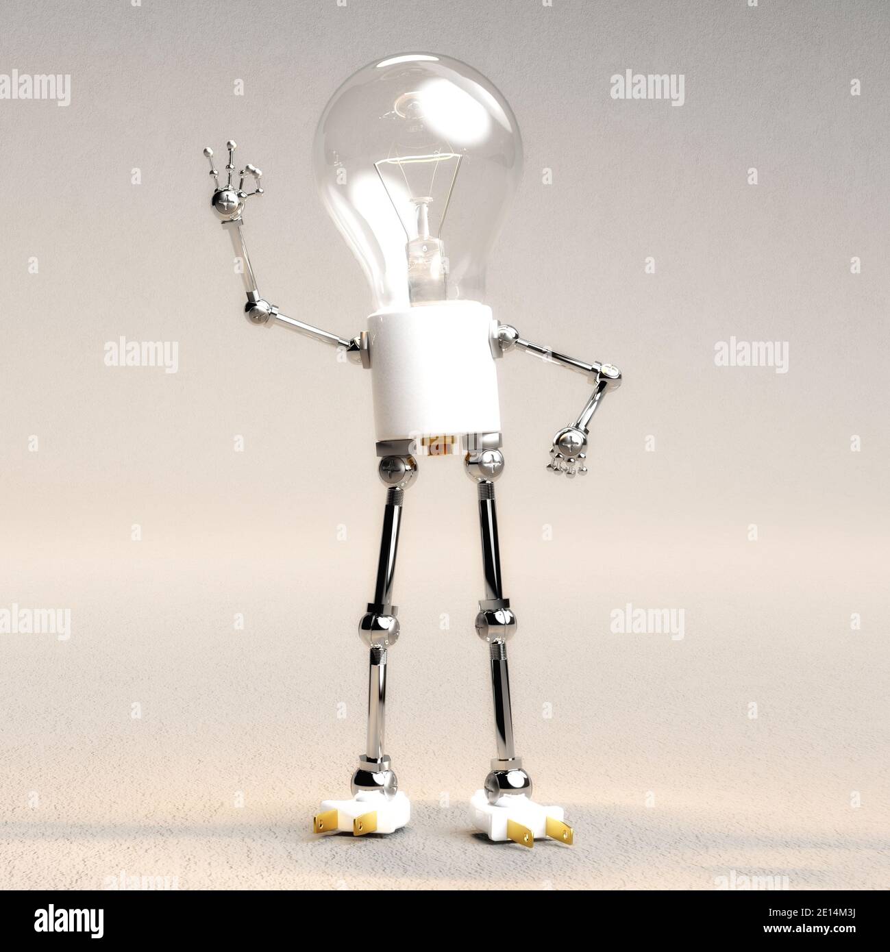 Digital 3D Illustration Of A Light Bulb Guy Stock Photo - Alamy