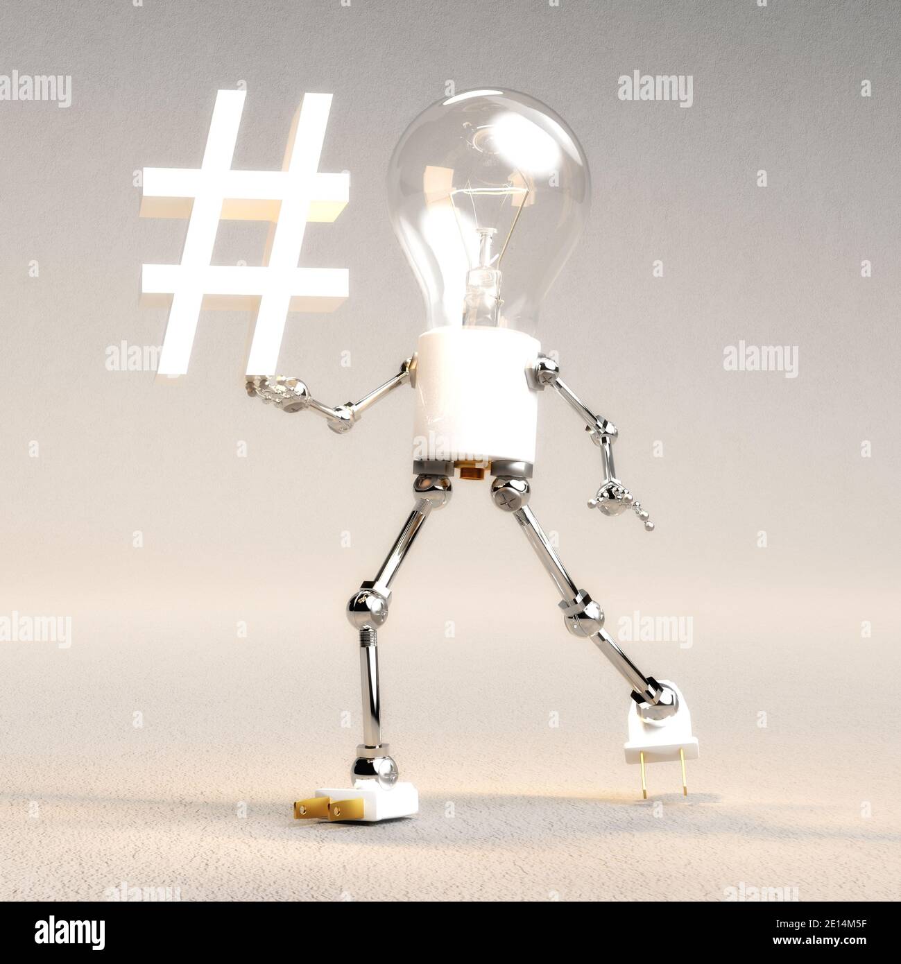 Digital 3D Illustration Of A Light Bulb Guy Stock Photo - Alamy