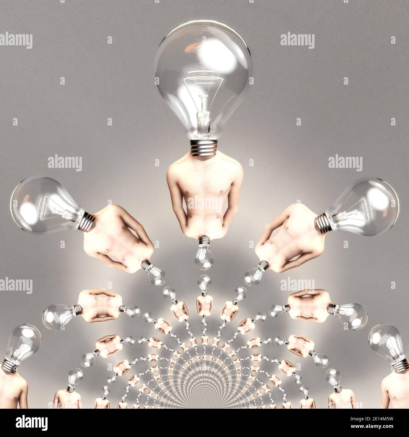 Digital 3D Illustration Of A Light Bulb Guy Stock Photo - Alamy