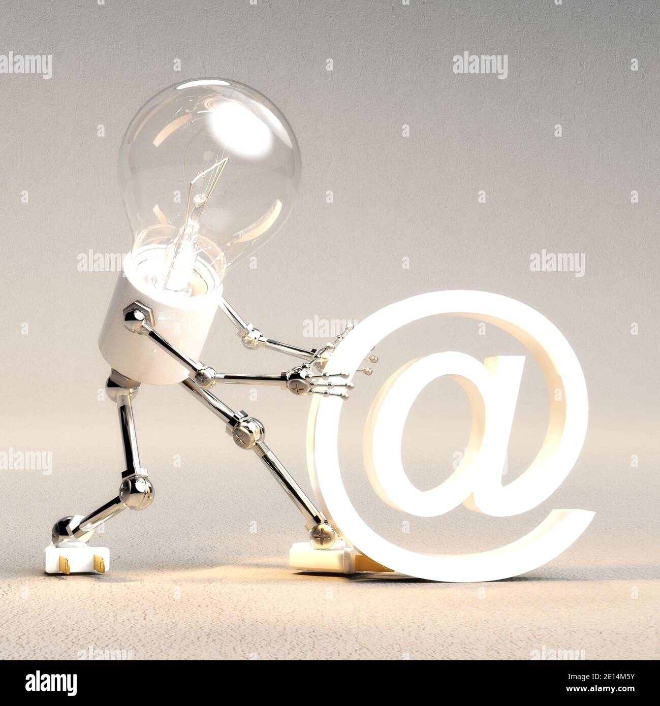 Digital 3D Illustration Of A Light Bulb Guy Stock Photo - Alamy