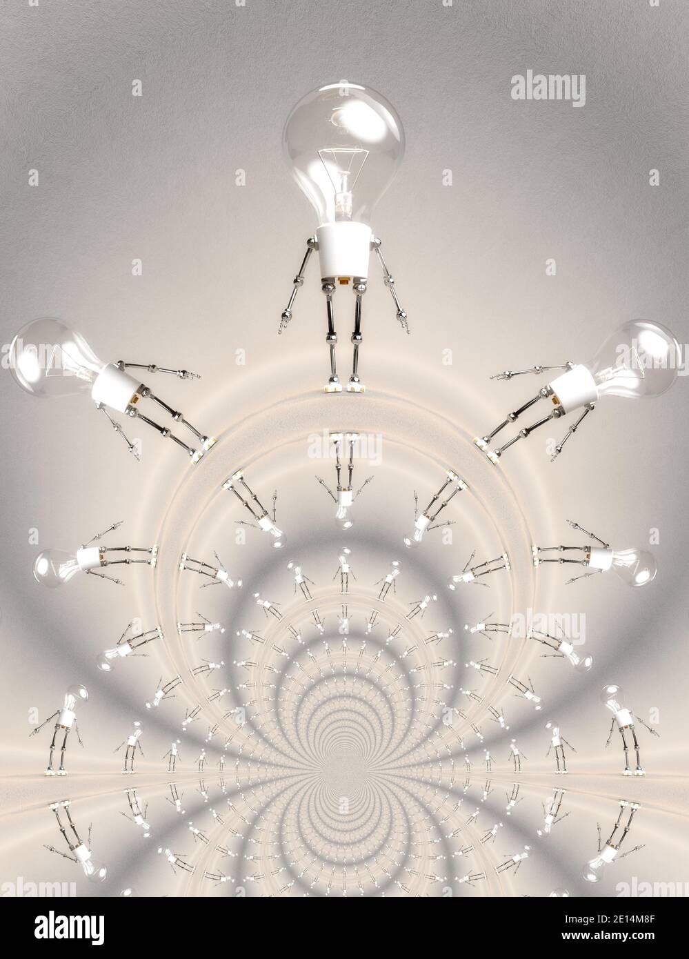 Digital 3D Illustration Of A Light Bulb Guy Stock Photo - Alamy