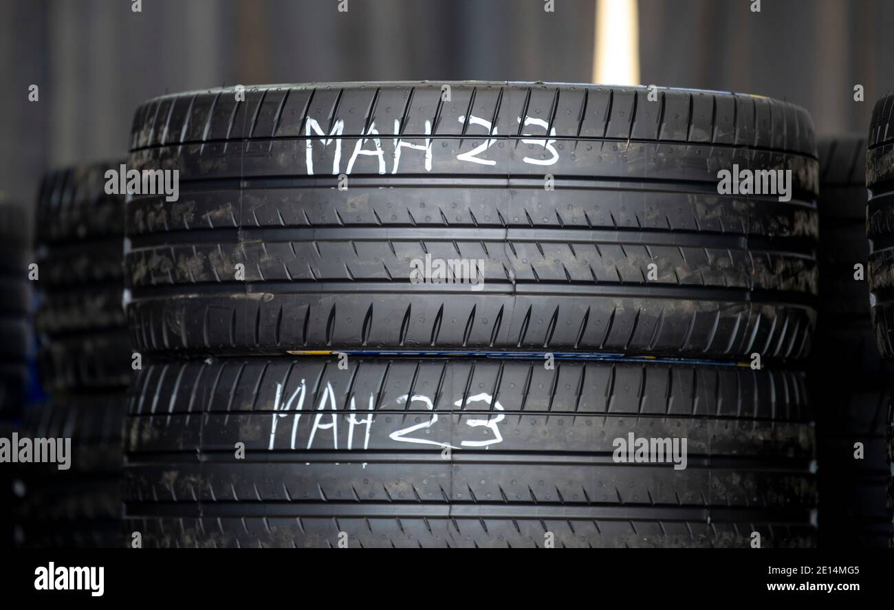 Hong Kong,China:01 Dec 2017. Michelin Formula-E tyre stacks Alamy Stock ...