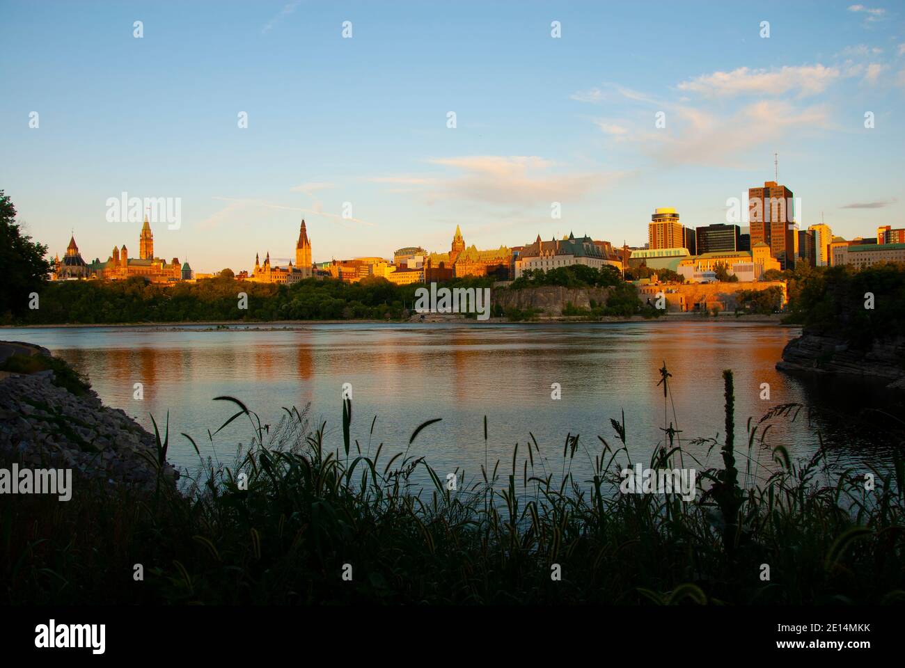 Wide View of Skyline from across the Ottawa River in Evening Light ...