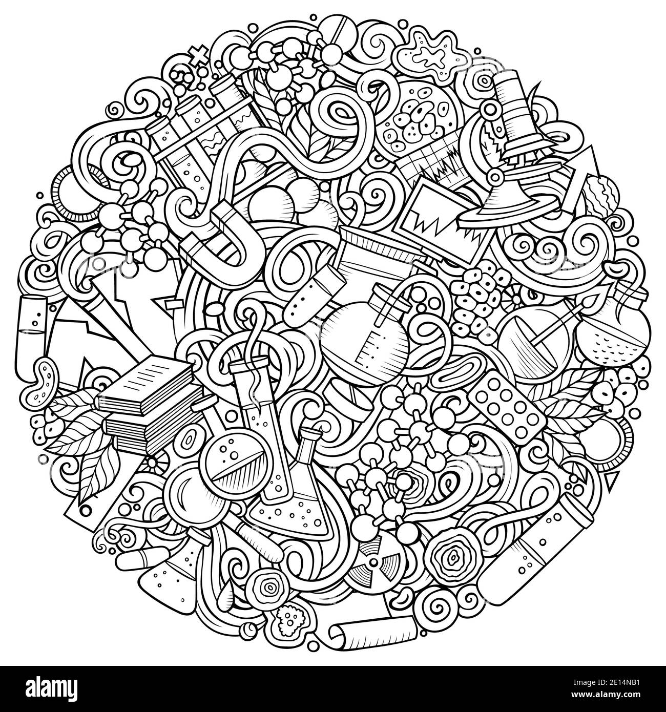 Science poster lab equipment illustration Black and White Stock Photos ...