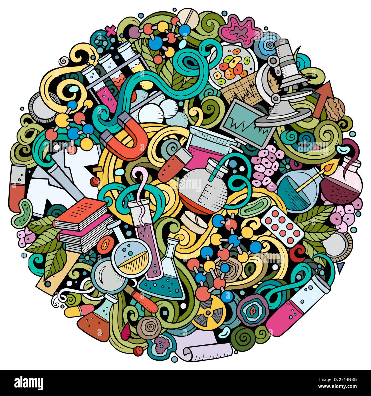 Science hand drawn raster doodles illustration. Poster design Stock ...