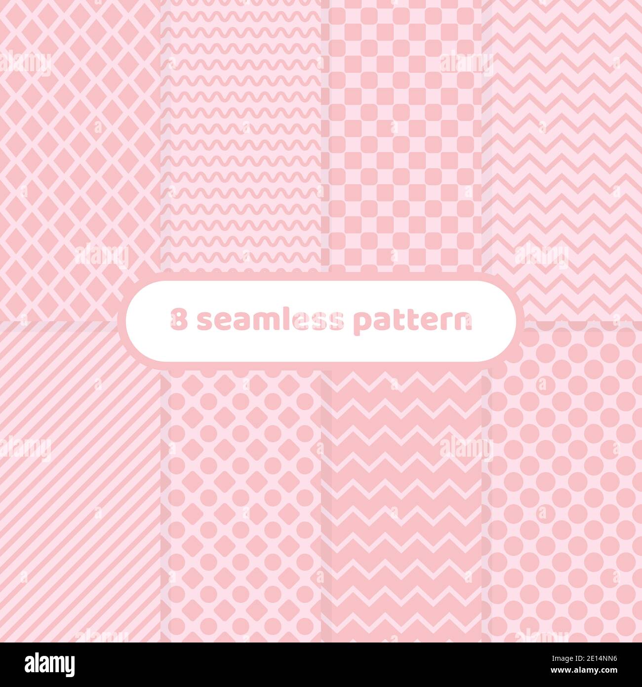 Cute different vector seamless patterns . Pink color. Geometric color ...