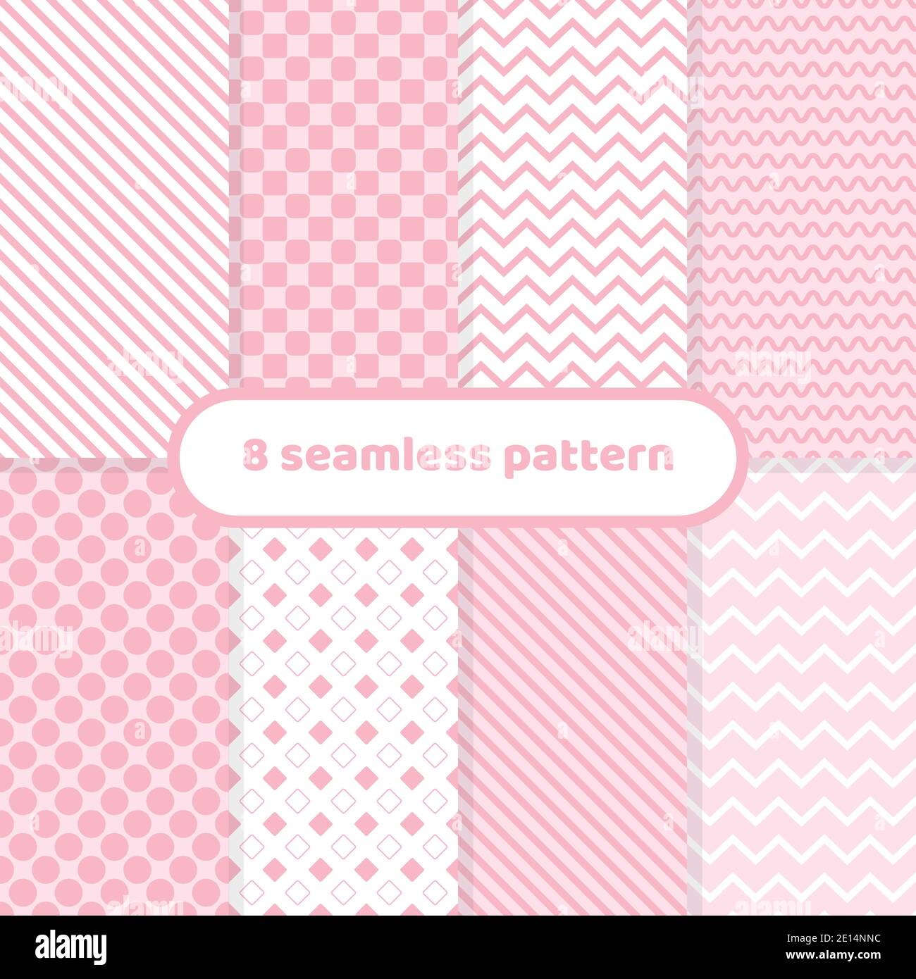 Cute different vector seamless patterns. Pink color. Geometric color ...