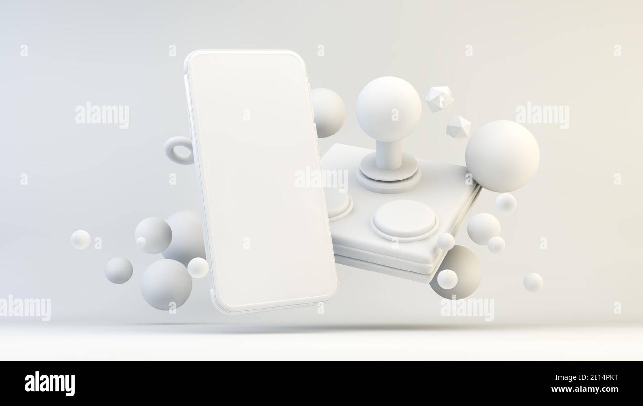 mobile gaming concept 3d rendering mock up Stock Photo - Alamy