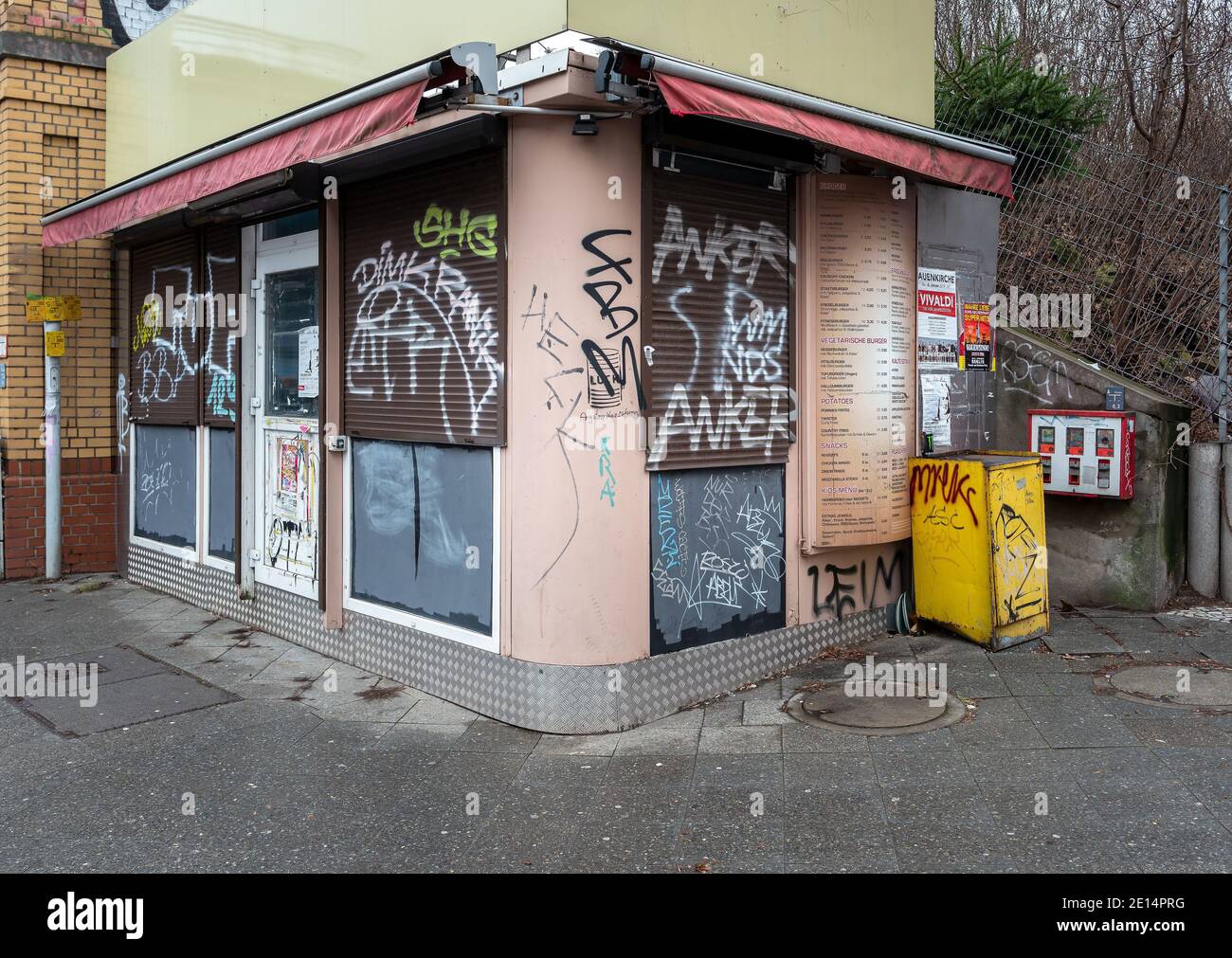 Graffiti Dirty And Dirty Corner Shop In Berlin Stock Photo - Alamy
