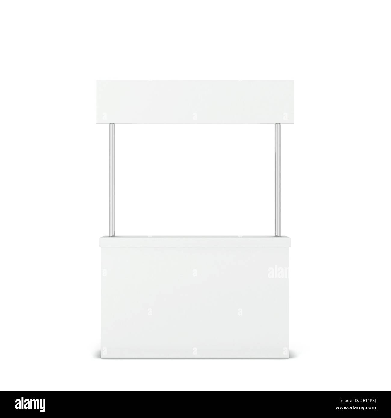 Blank promo counter stand mockup. 3d illustration isolated on white ...