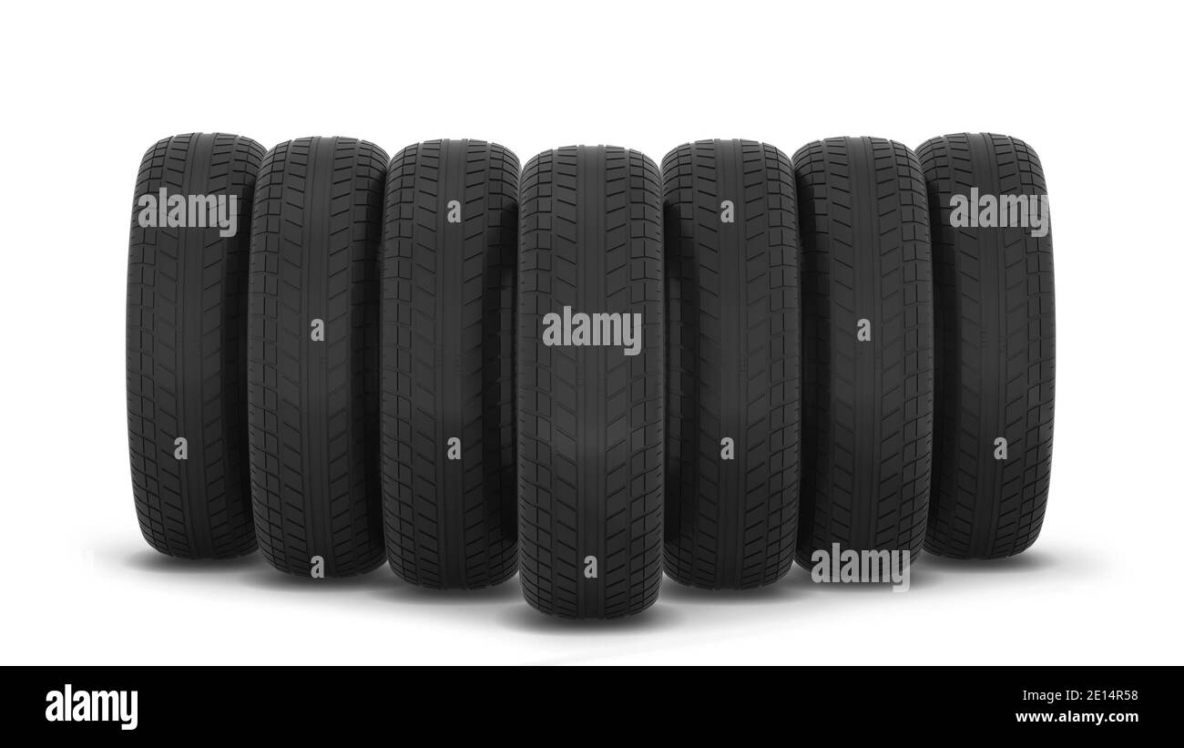 Rubber car tire. 3d illustration isolated on white background Stock ...