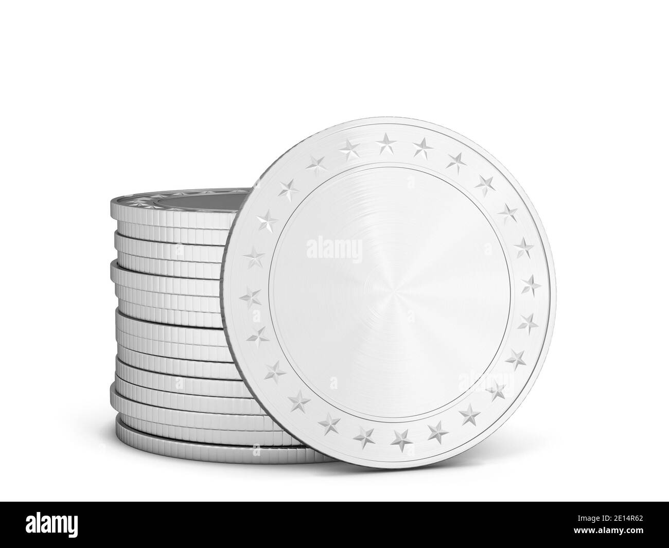 Empty silver coin. 3d illustration isolated on white background Stock ...