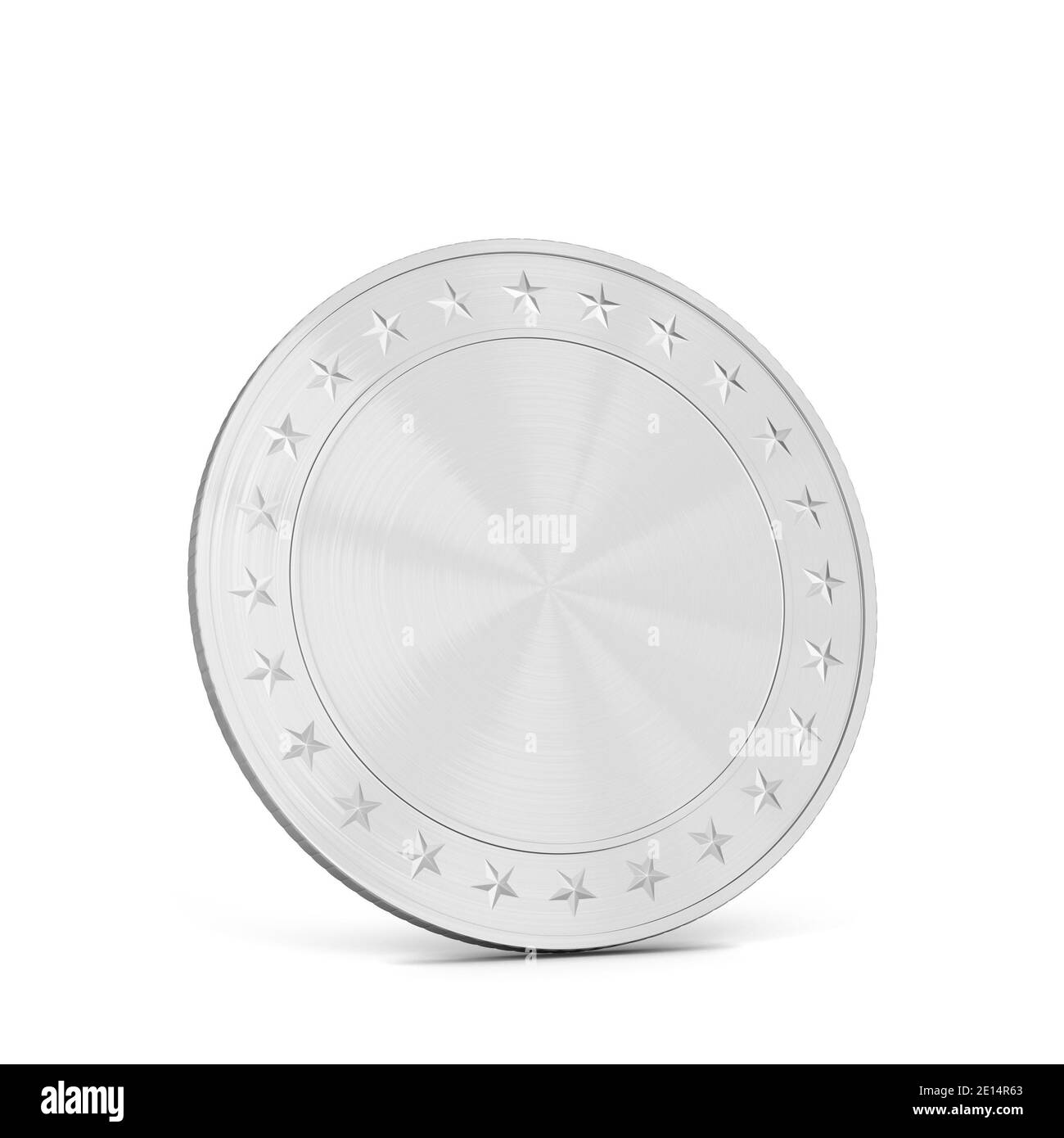 Empty silver coin. 3d illustration isolated on white background Stock ...