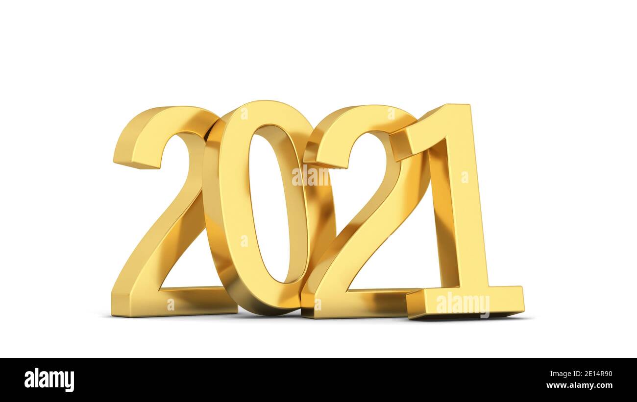 2021 text. New year sign. 3d illustration isolated on white background ...