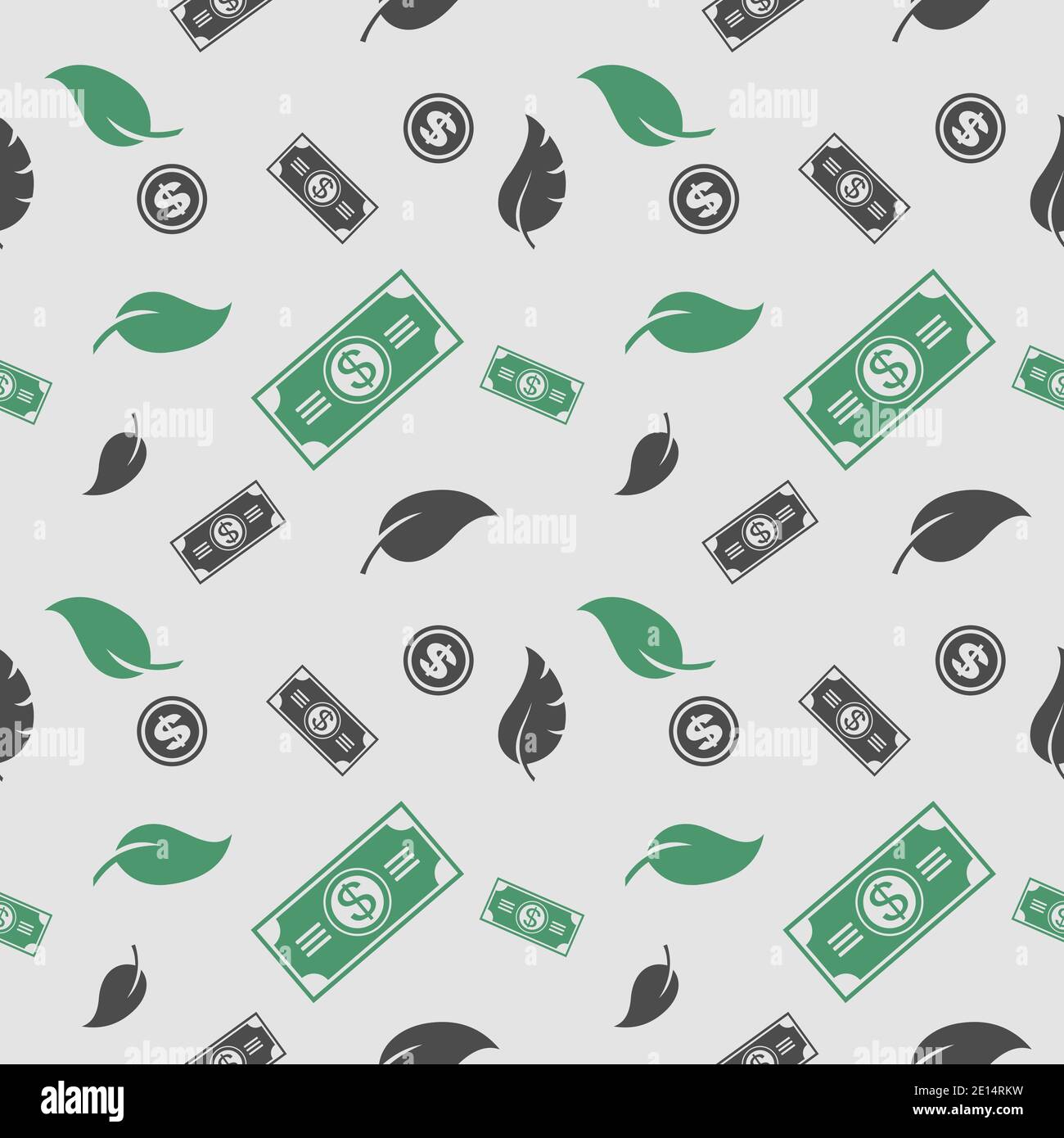 US Dollar bill and leaf seamless pattern. Flat style Stock Vector Image ...