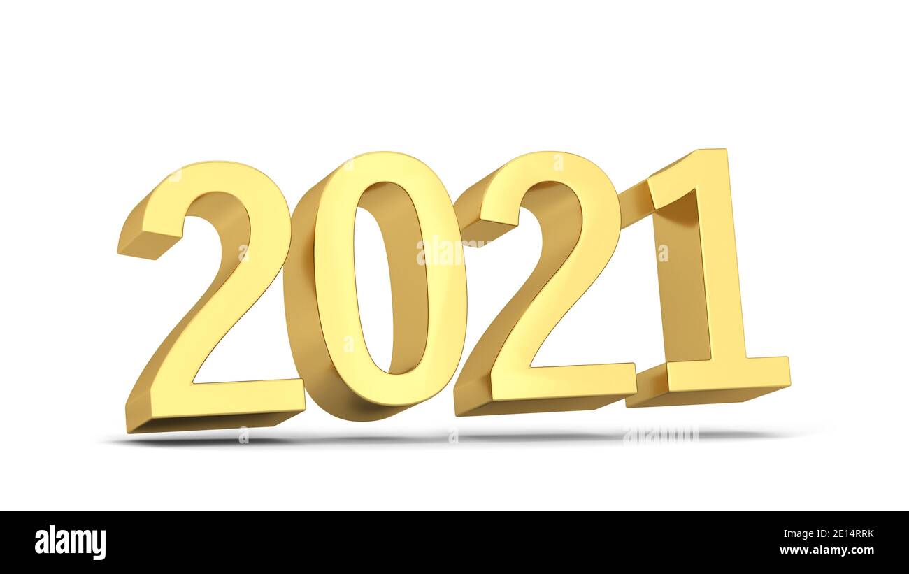 2021 text. New year sign. 3d illustration isolated on white background ...