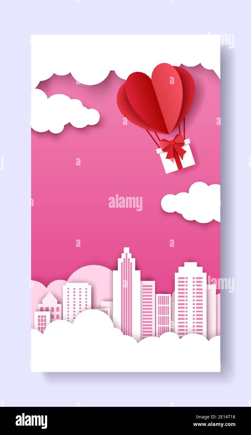 Valentines Day social media story, post template, vector illustration ...