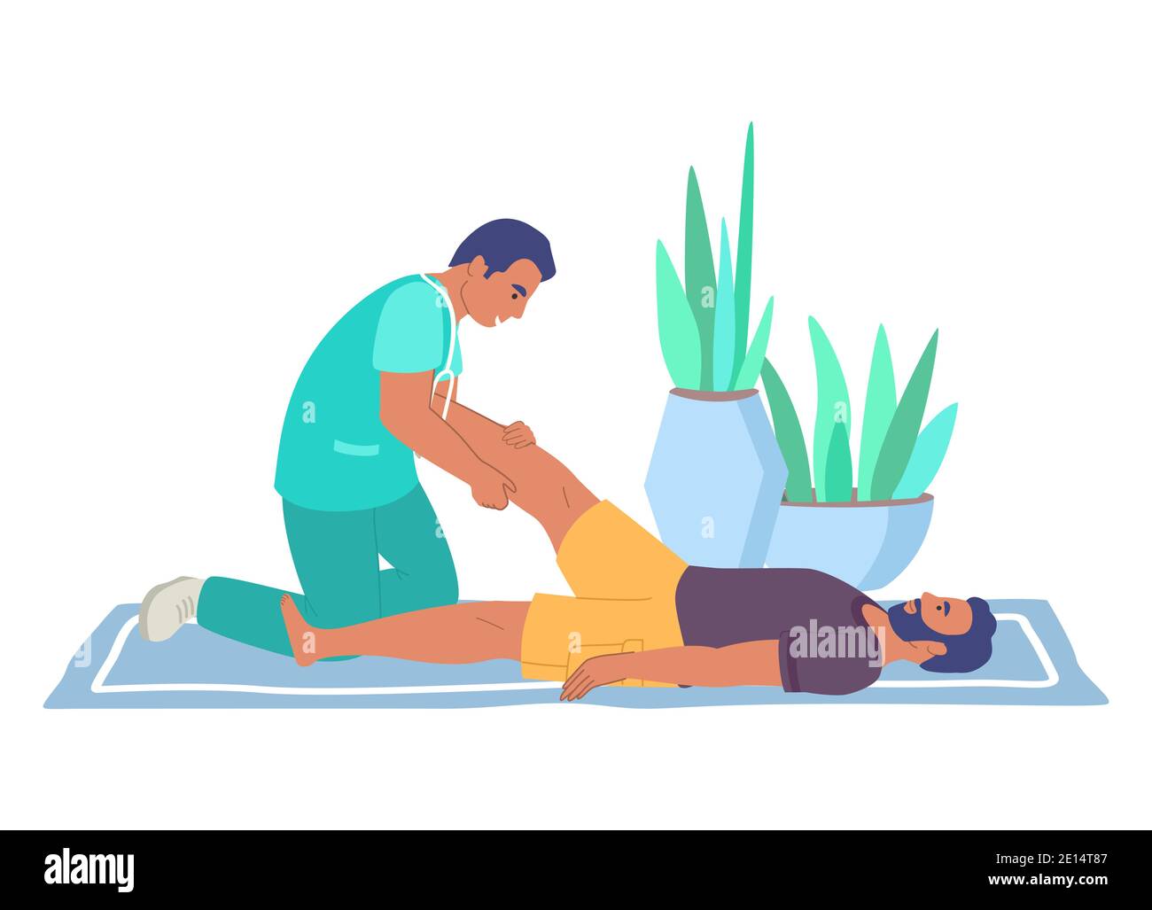 Rehabilitation center. Leg massage therapy, flat vector illustration ...