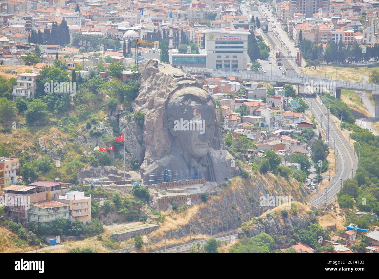 Izmir, Turkey - May 5, 2018 - Ataturk Mask, the concrete relief of the ...