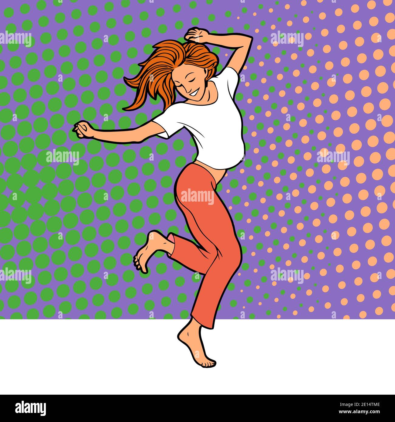 Happy barefoot young woman dancing Stock Vector Images - Alamy