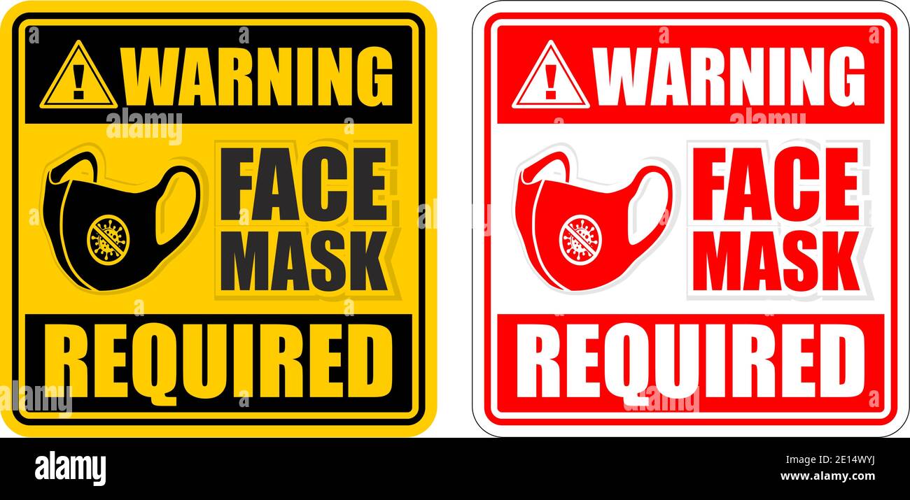 Face mask required sign. Warning prevention signage for restaurant ...