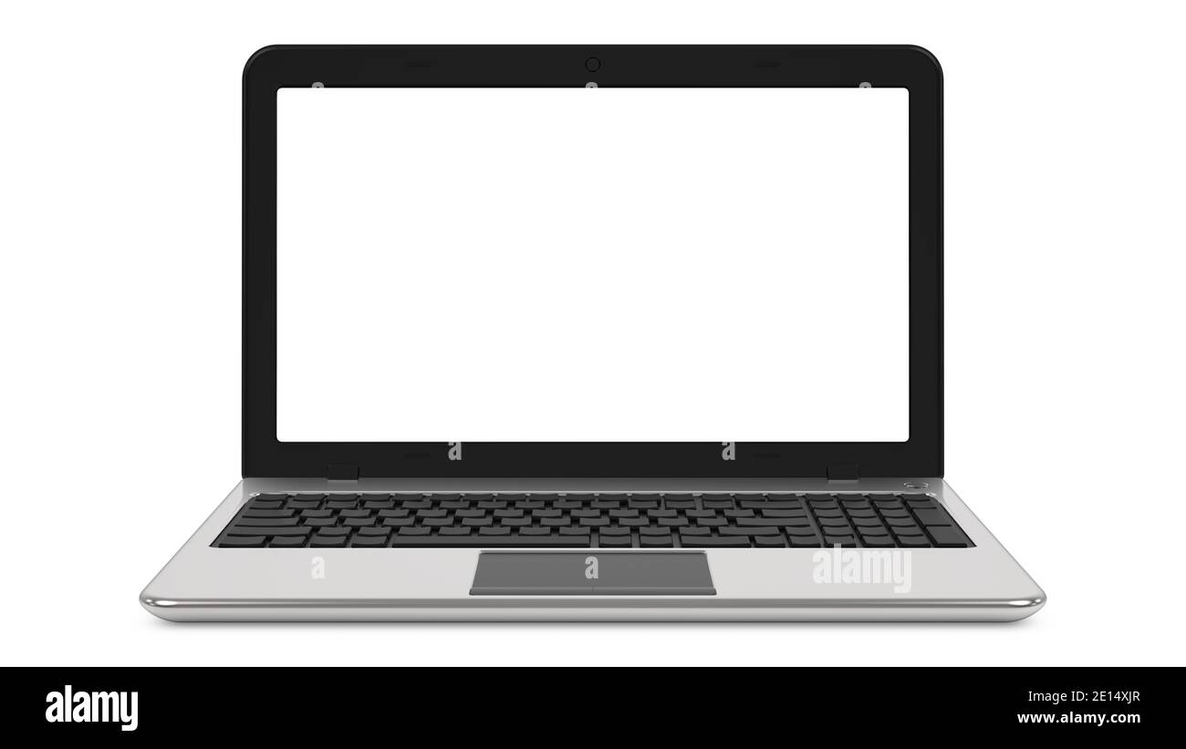 Front view of Laptop realistic computer with blank screen in mockup ...