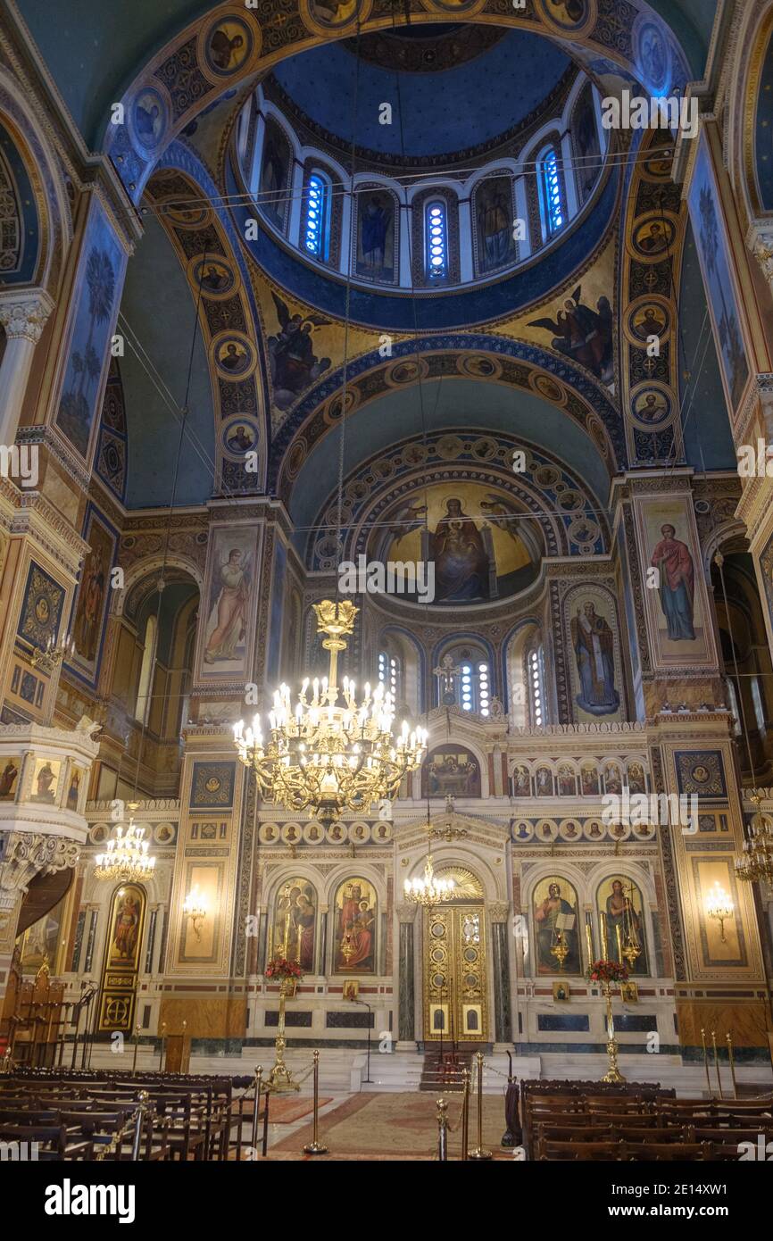 Athens - December 2019: internal of Metropolitan Cathedral of Athens ...