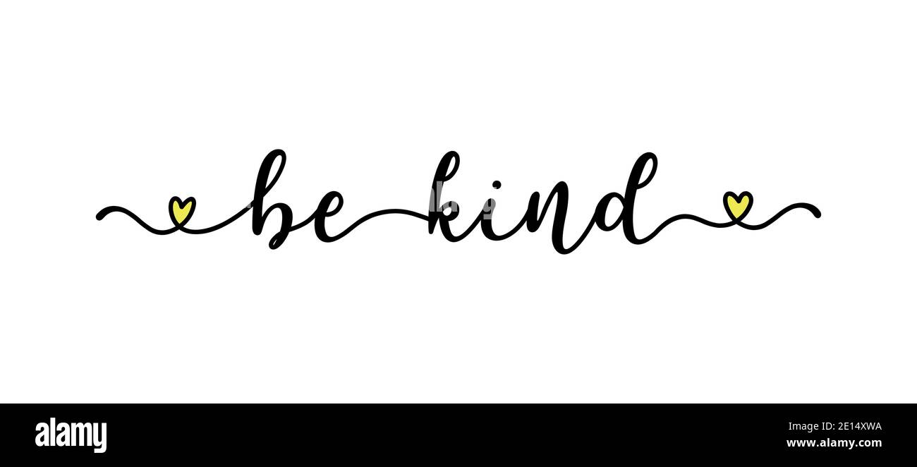 Hand sketched BE KIND quote as logo. Lettering for web ad banner, flyer ...