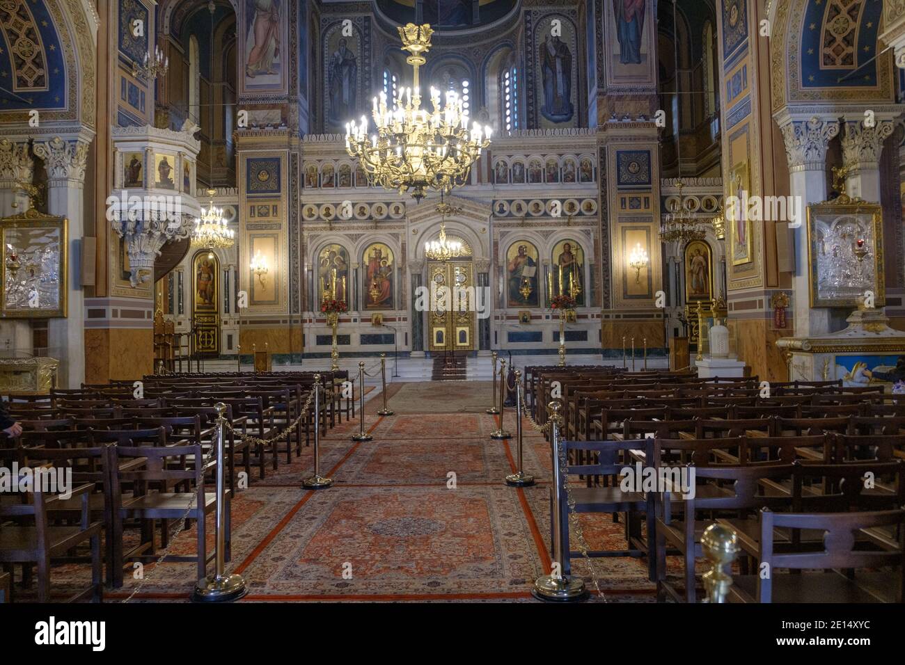 Athens - December 2019: internal of Metropolitan Cathedral of Athens ...