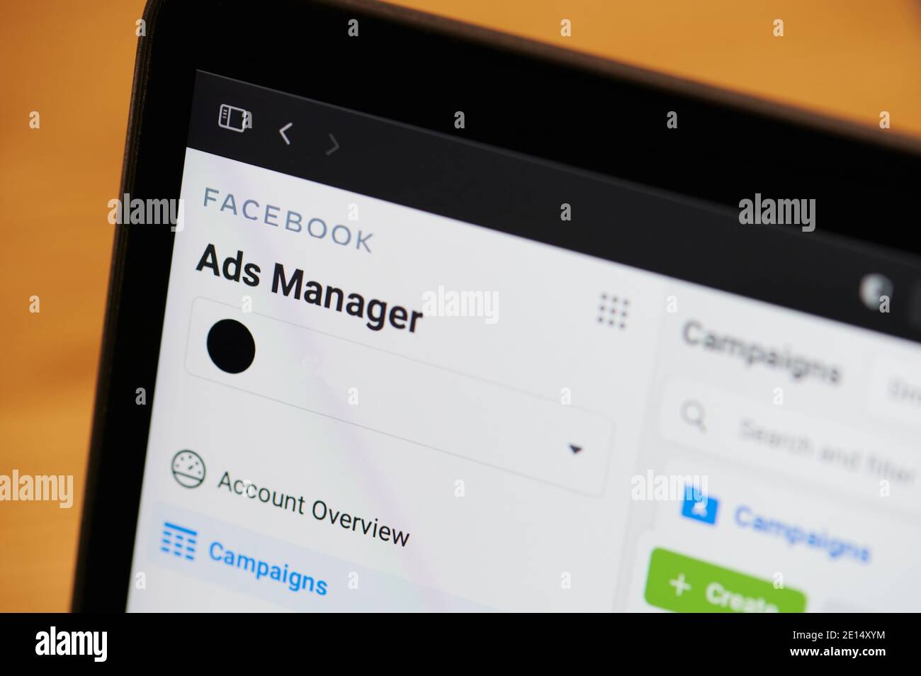 New york, USA - January 4, 2021: Facebook ads manager tool macro close ...