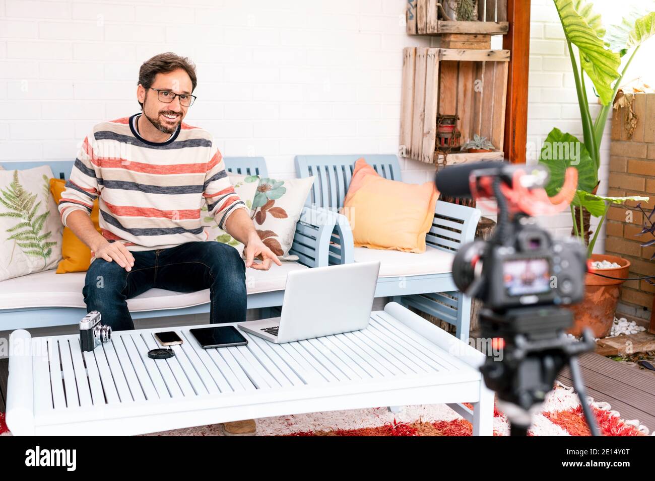 African american influencer filming video hi-res stock photography and ...