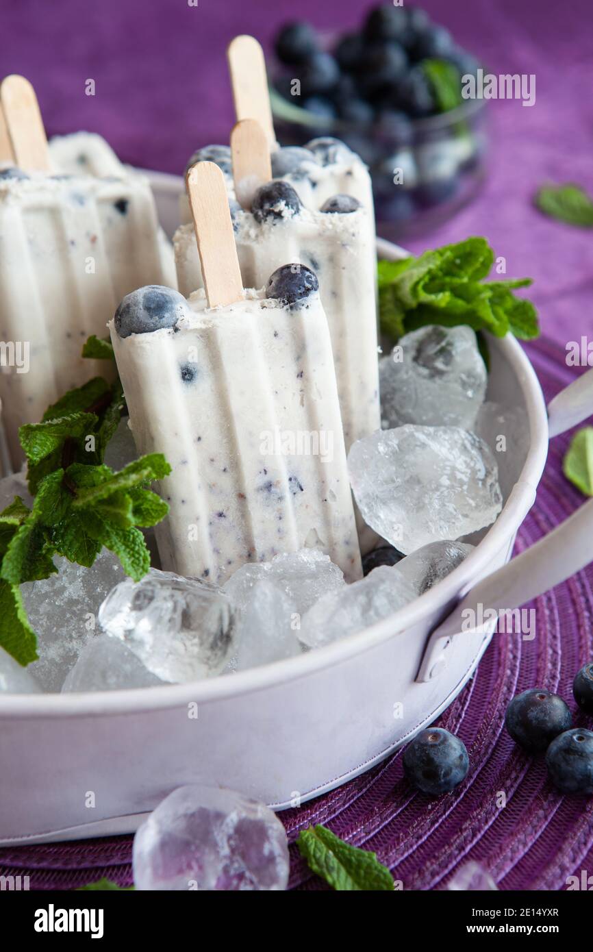 Blueberry Ice Cream Popsicles Stock Photo - Alamy