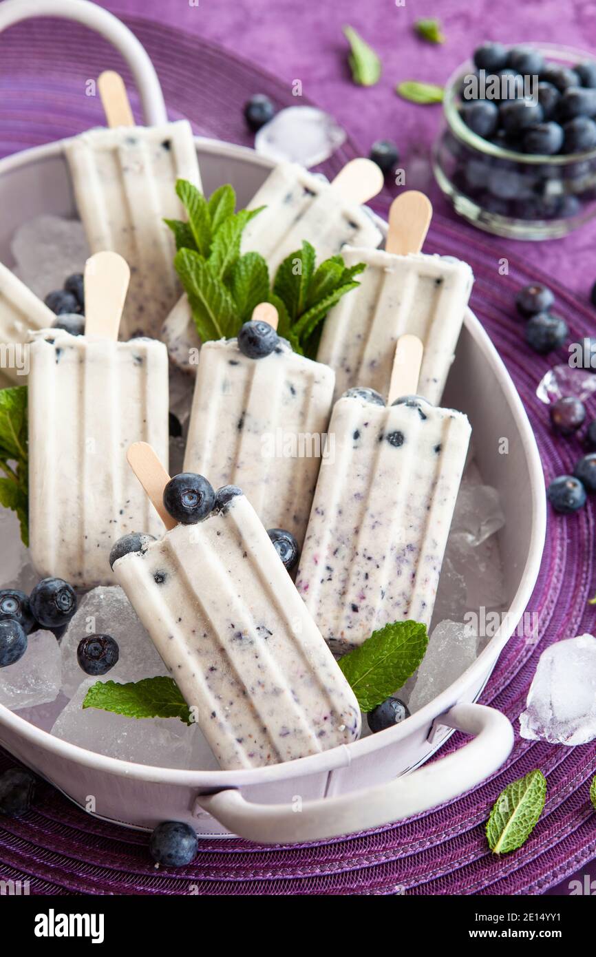 Blueberry Ice Cream Popsicles Stock Photo - Alamy