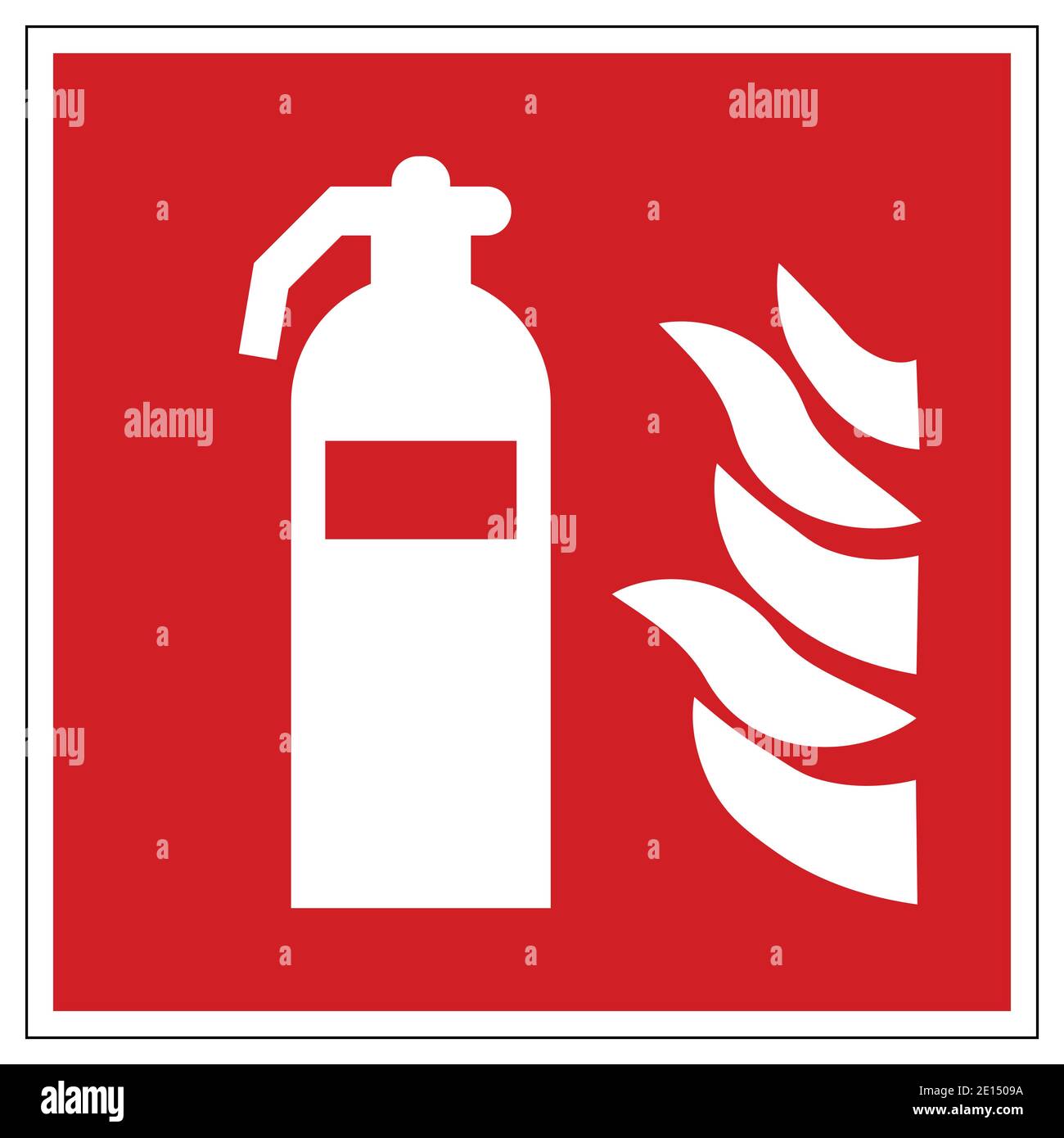 Red and white fire extinguisher sing symbole with flames Stock Vector ...