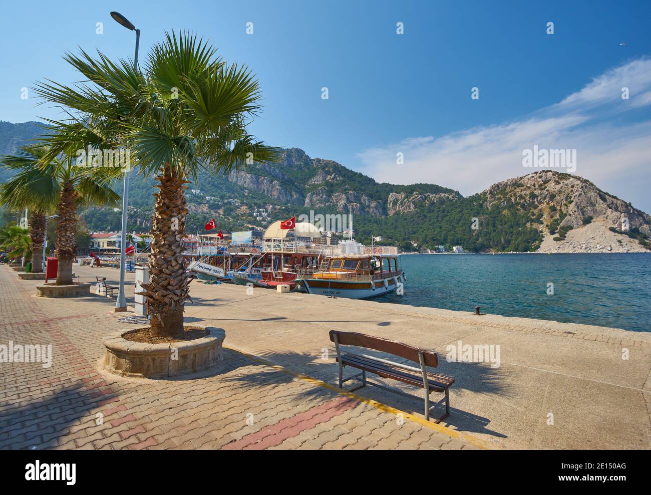 MARMARIS, TURKEY - April 28, 2018: Seafront promenade in Marmaris city ...