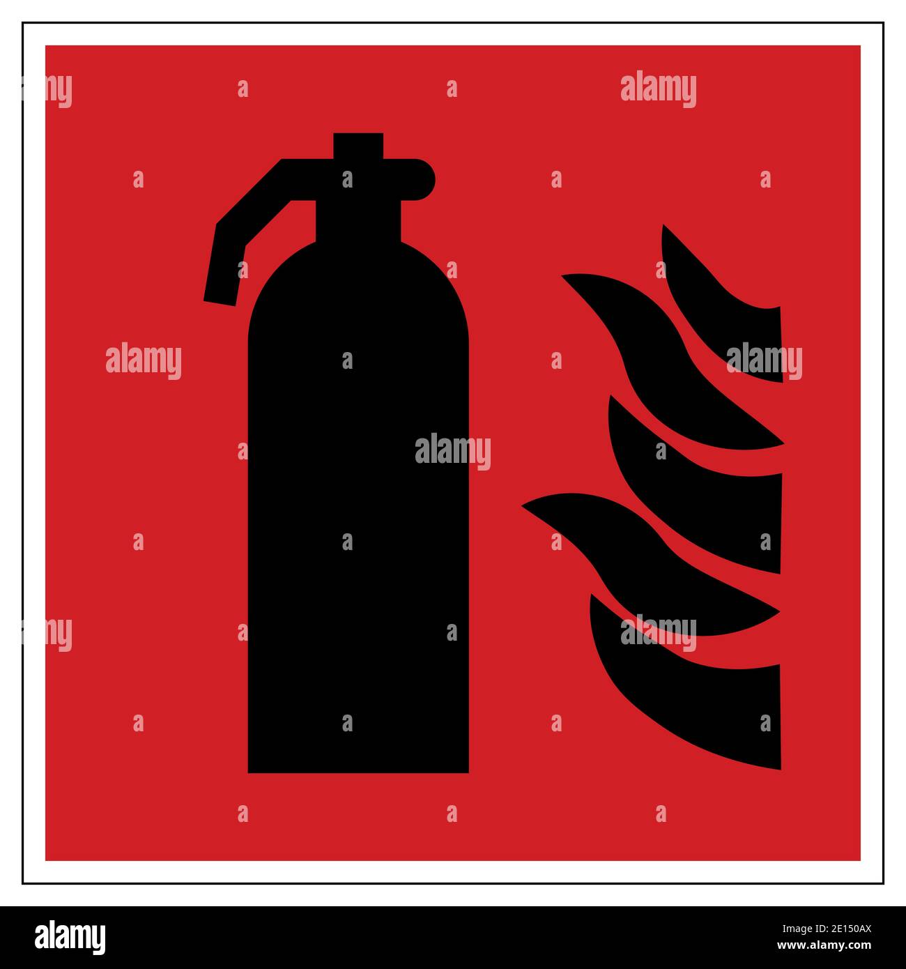 Black and red fire extinguisher sign symbole with flames Stock Vector ...