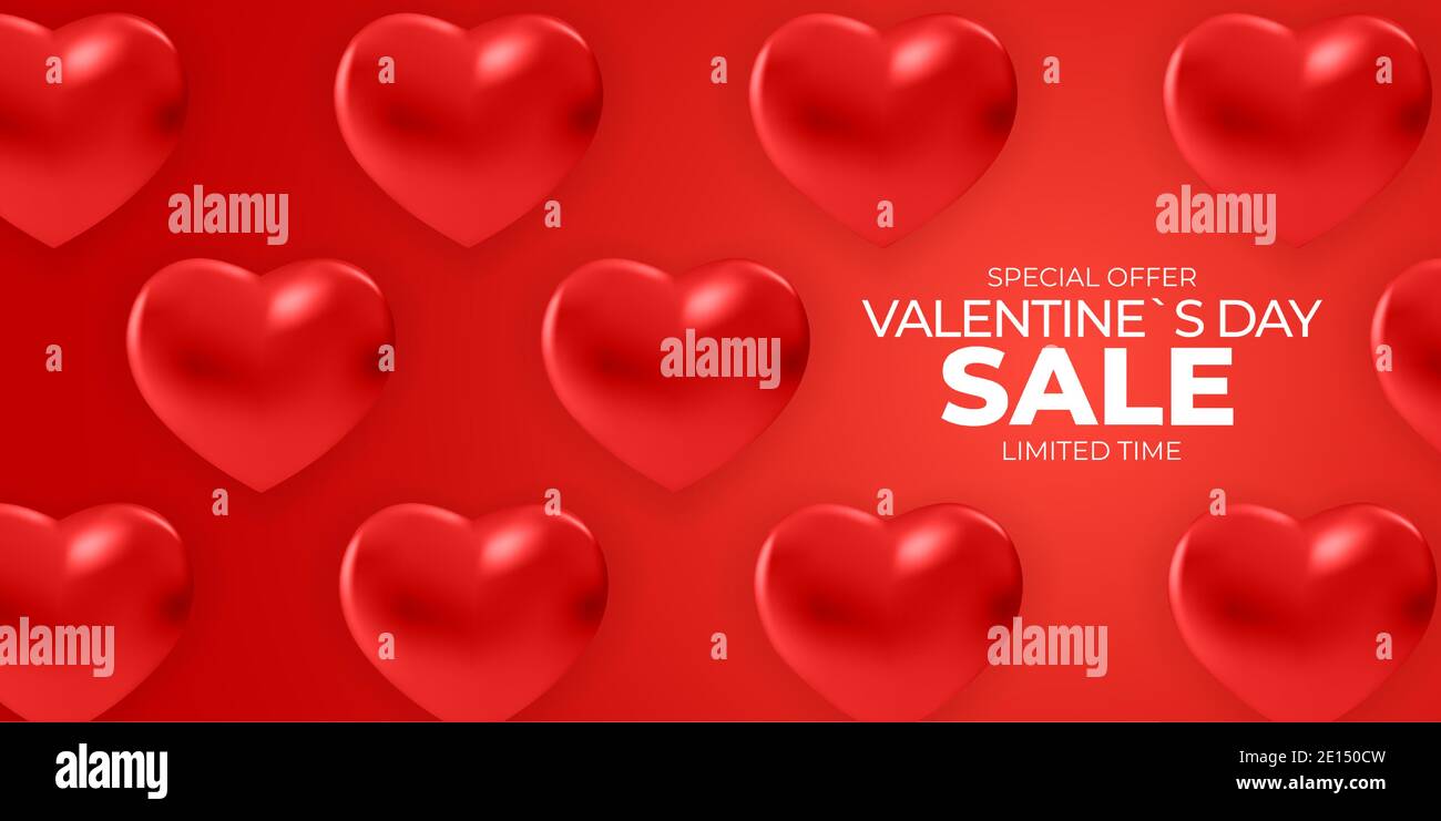 Valentine's Day sale banner Background Design. Template for advertising ...