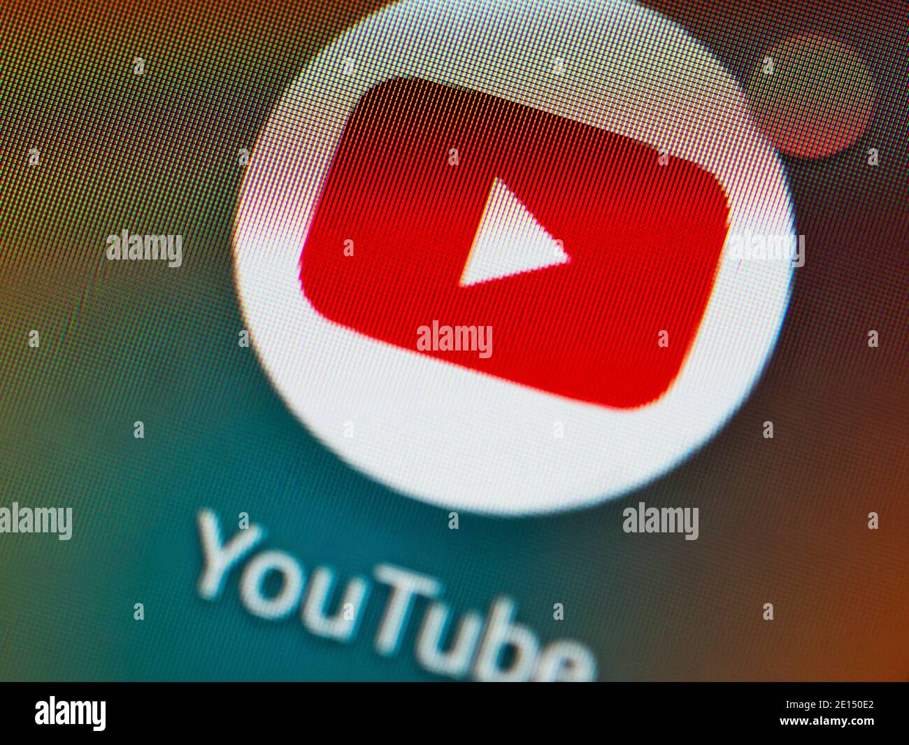 In this photo illustration an YouTube application logo seen displayed ...