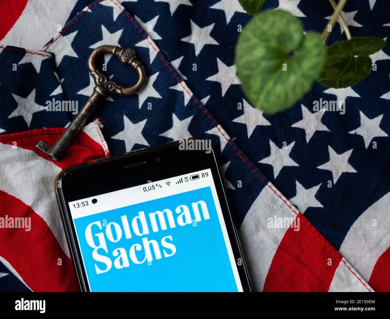 In this photo illustration a Goldman Sachs logo seen displayed on a ...